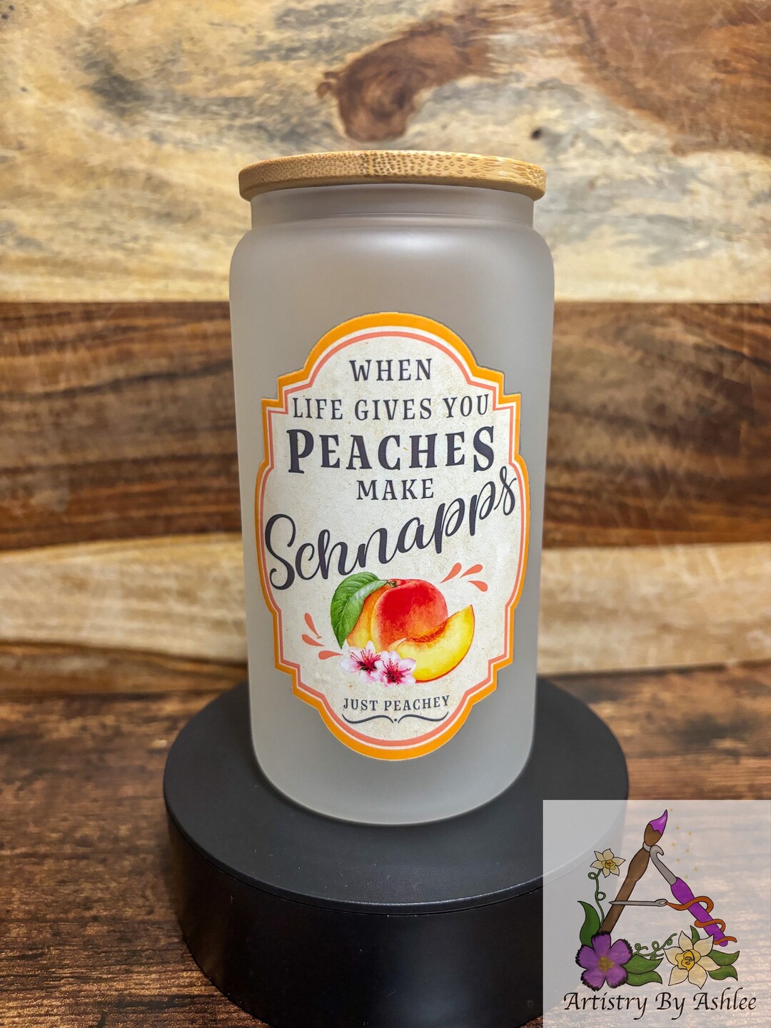 16oz Frosted Glass Cup- WLGY Peach Schnapps - Etsy