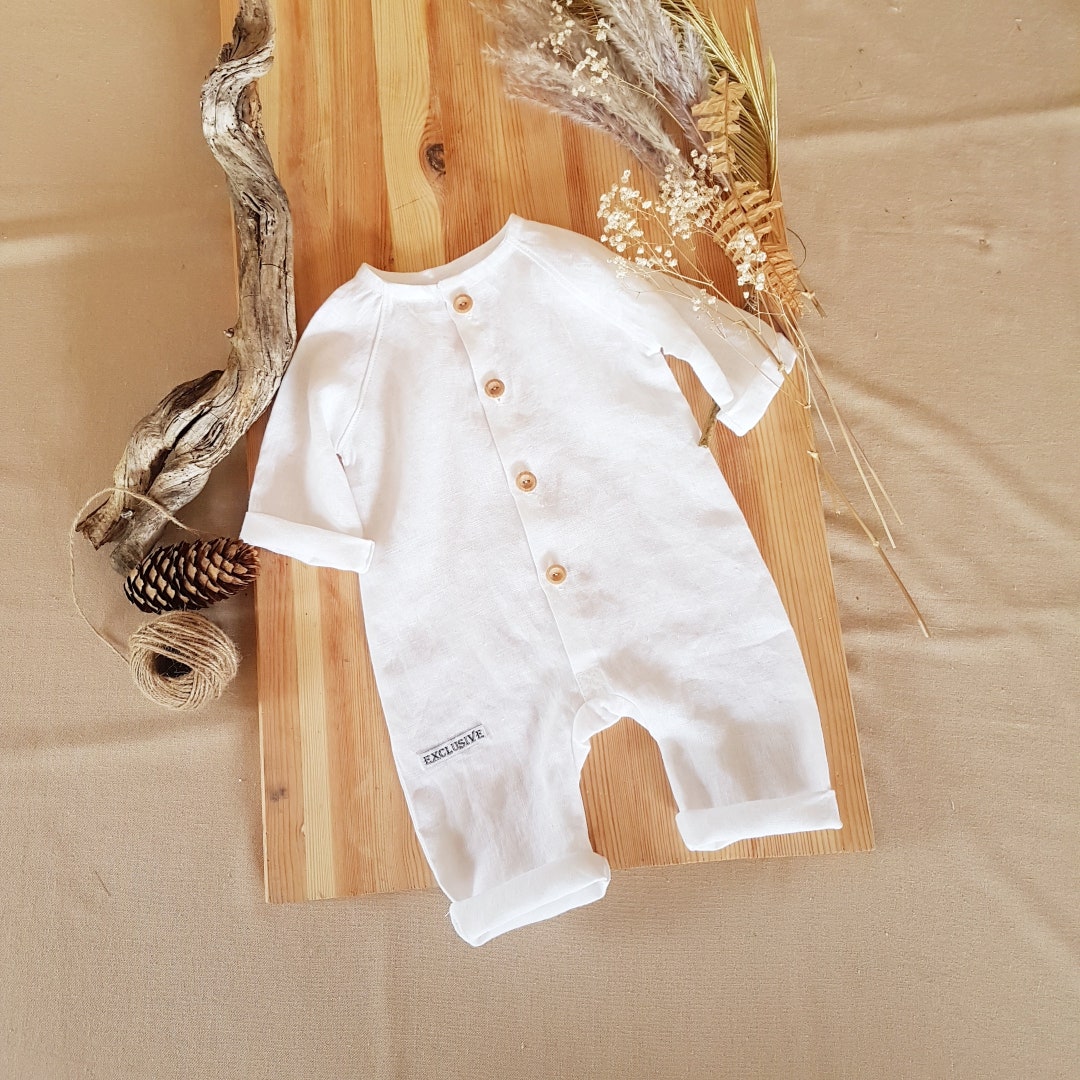 Colors# Pure Linen Long Sleeve Neutral Baby Boy/girl Romper,newborn ...