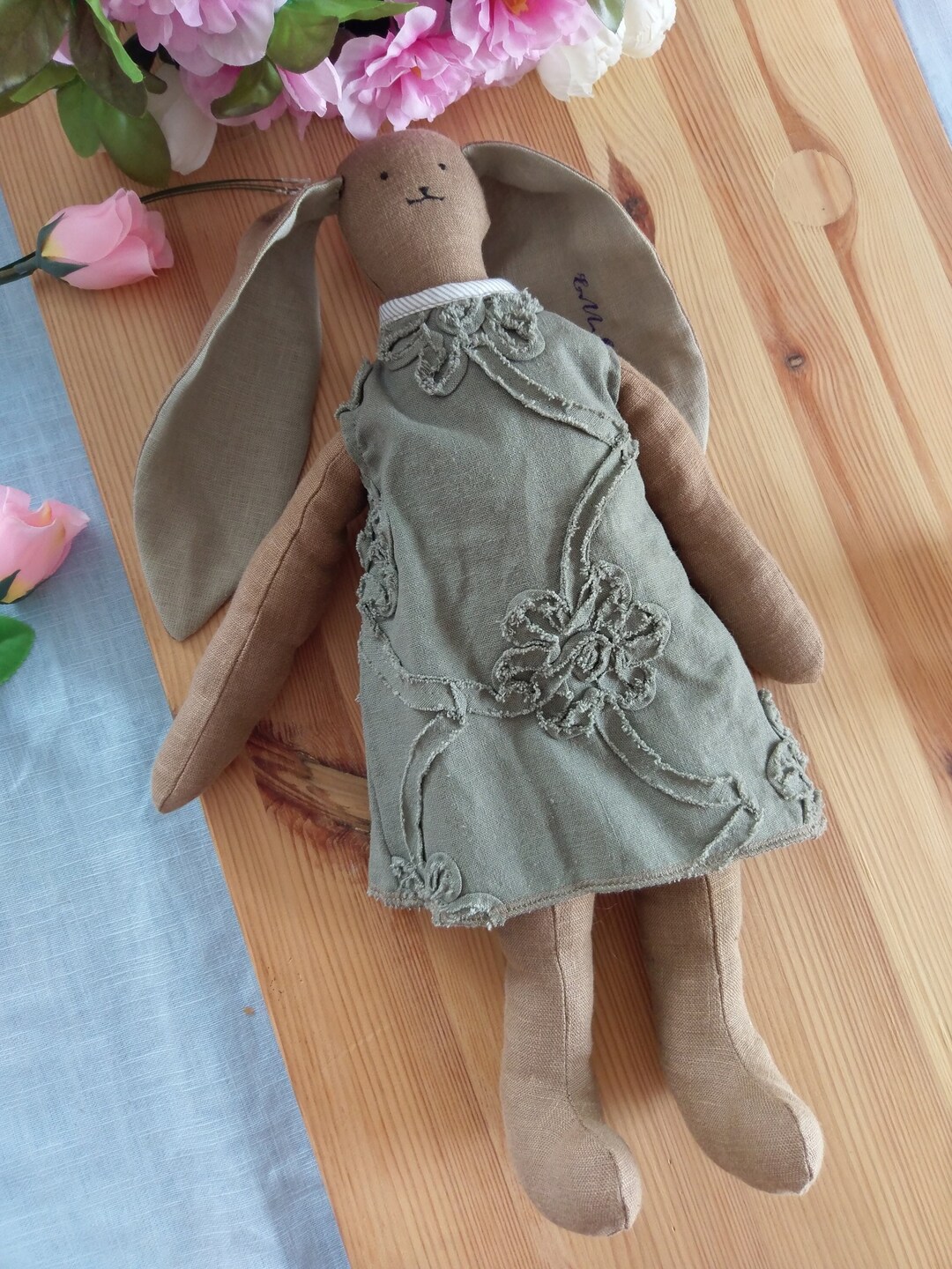 Colors#tilda Inspired Linen Fabric Personalized Rabbit Girl,rabbit Toy ...