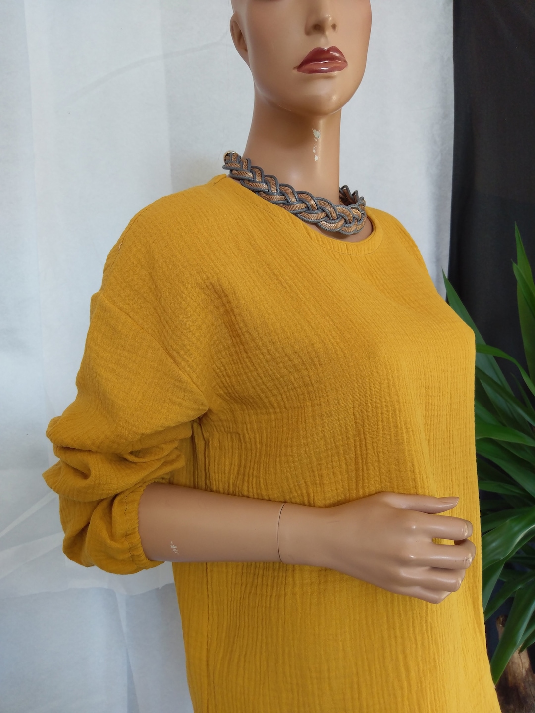Colors#muslin Double Gauze Women Top Long Sleeve, Damen Blouse Aus ...