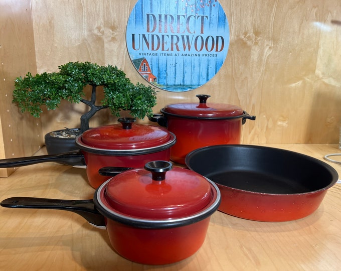 Vintage Fashion by Mirro Colormode Poppy Red Cookware 7 Piece Set ...