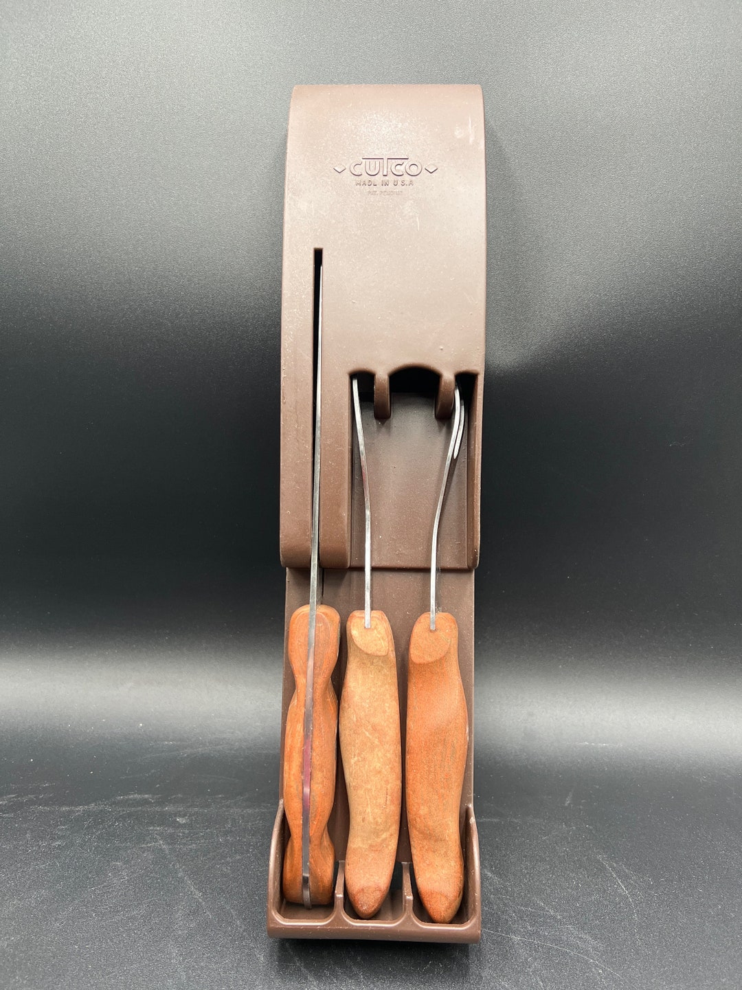 Vintage CUTCO Cutlery 3-piece Carving Set, No. 25, 26 & 27 Wooden ...