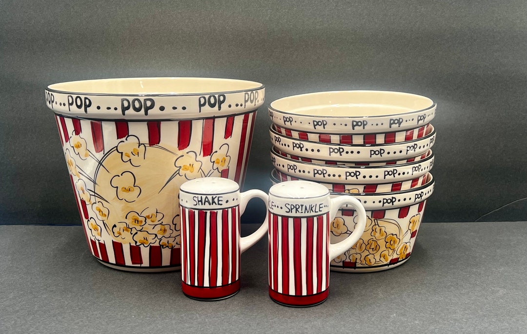 Vintage Ceramic Popcorn 7 Piece Movie Night Set. by Kitchen Prep 101 ...