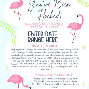 Flamingo Flocking Fundraiser Kit: Editable Flyer Templates (digital ...