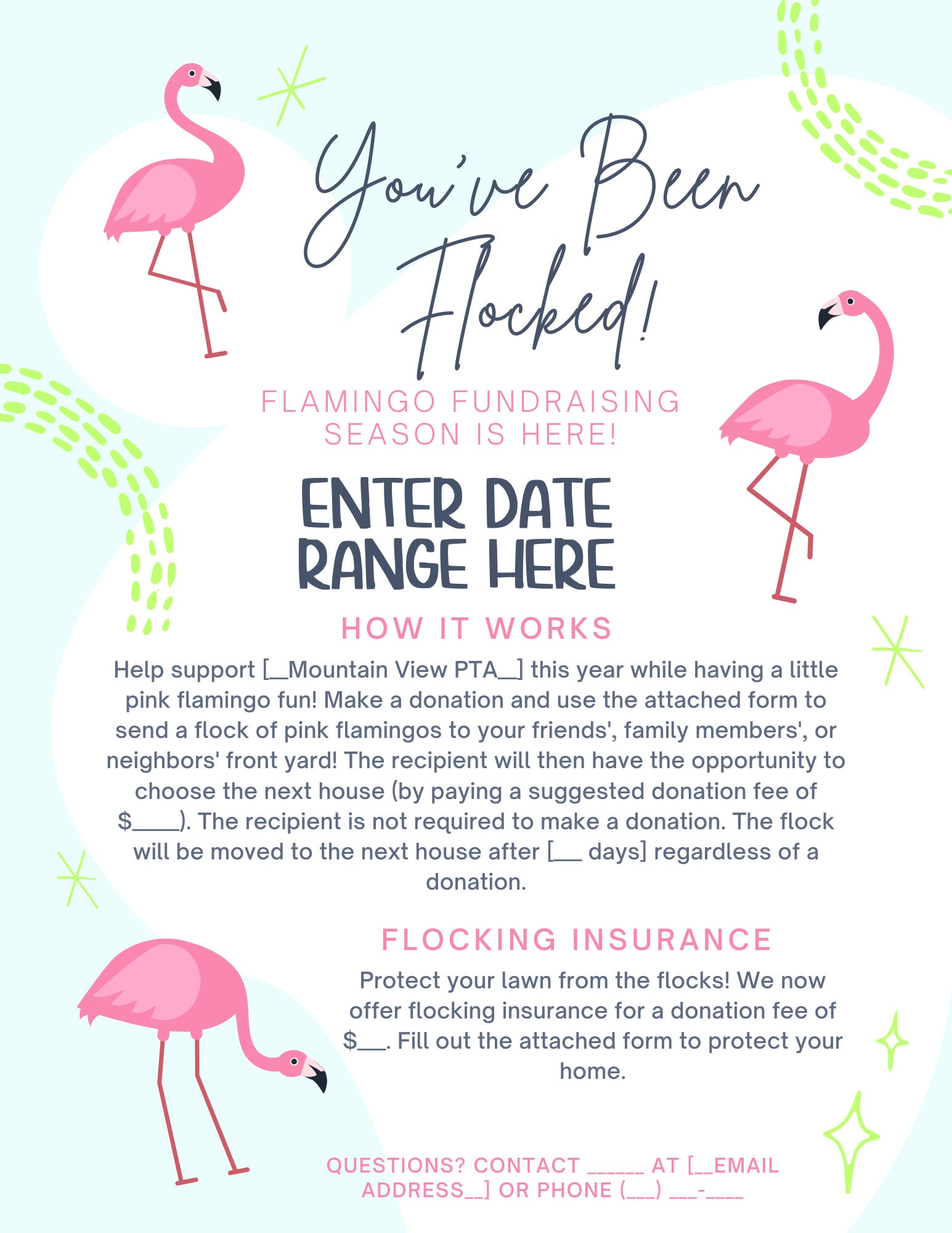 Flamingo Flocking Fundraiser Kit: Editable Flyer Templates (digital ...