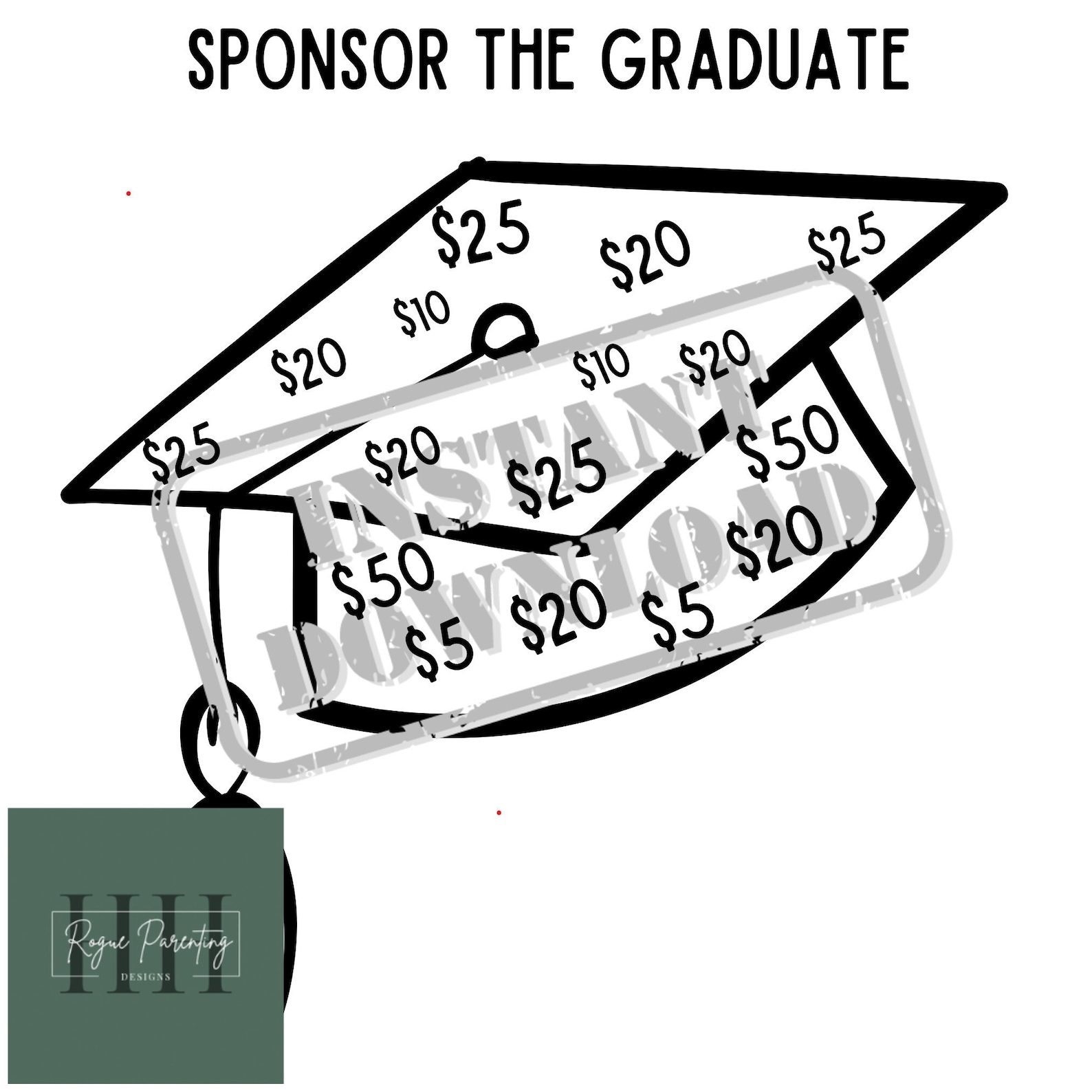 Sponsor the Graduate Fundraiser: Graduation Cap Chart (instant Download ...