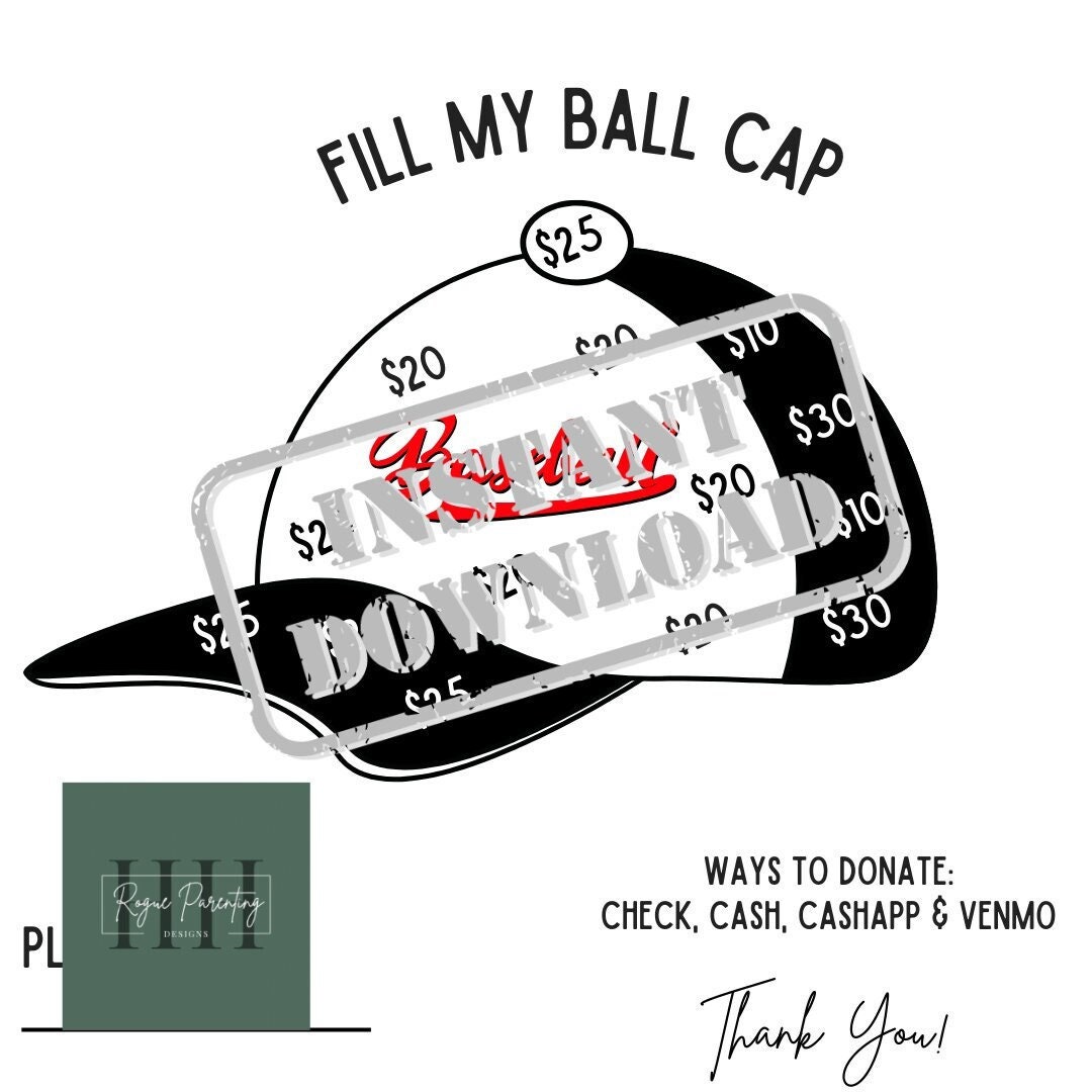 Baseball Fundraiser, Fill My Ball Cap, INSTANT DOWNLOAD, Fundraiser ...