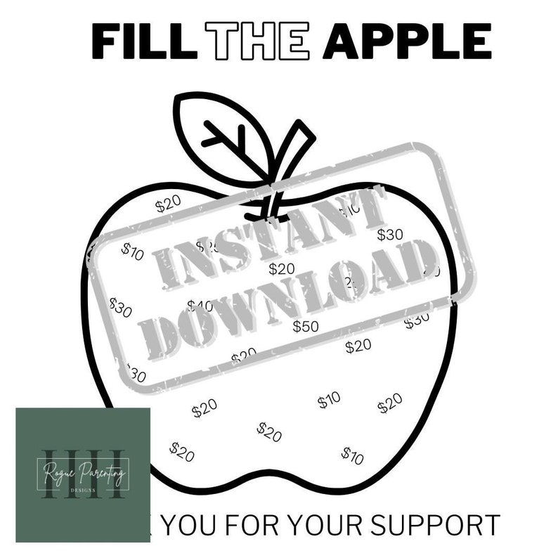 Fundraiser, Fill the Apple, Back to School Fundraiser, Instant Download ...