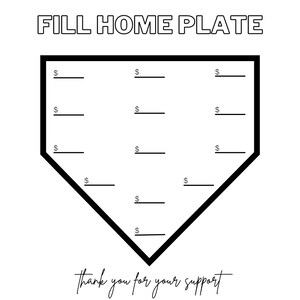 Softball Fundraiser: Fill Home Plate Chart (instant Download) - Etsy