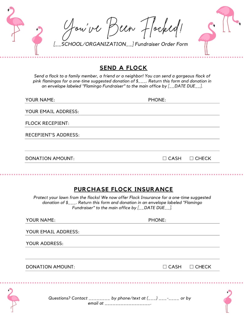 Flamingo Flocking Fundraiser Kit: Editable Flyer Templates (digital ...