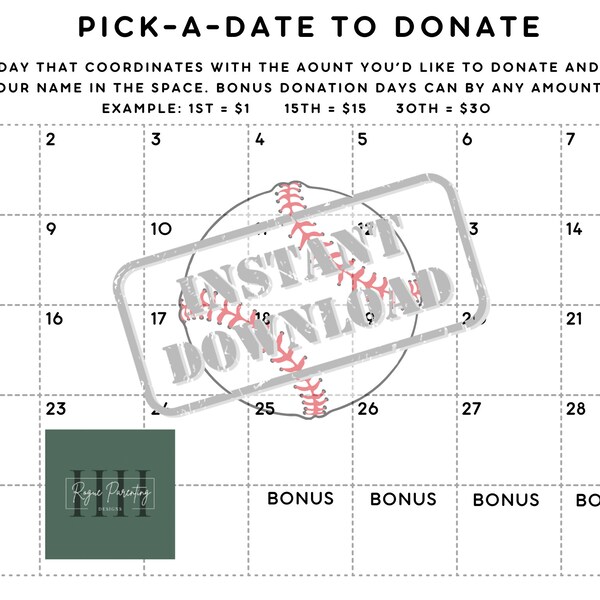 Baseball Fundraiser, Fill My Baseball, INSTANT DOWNLOAD, Fundraiser ...