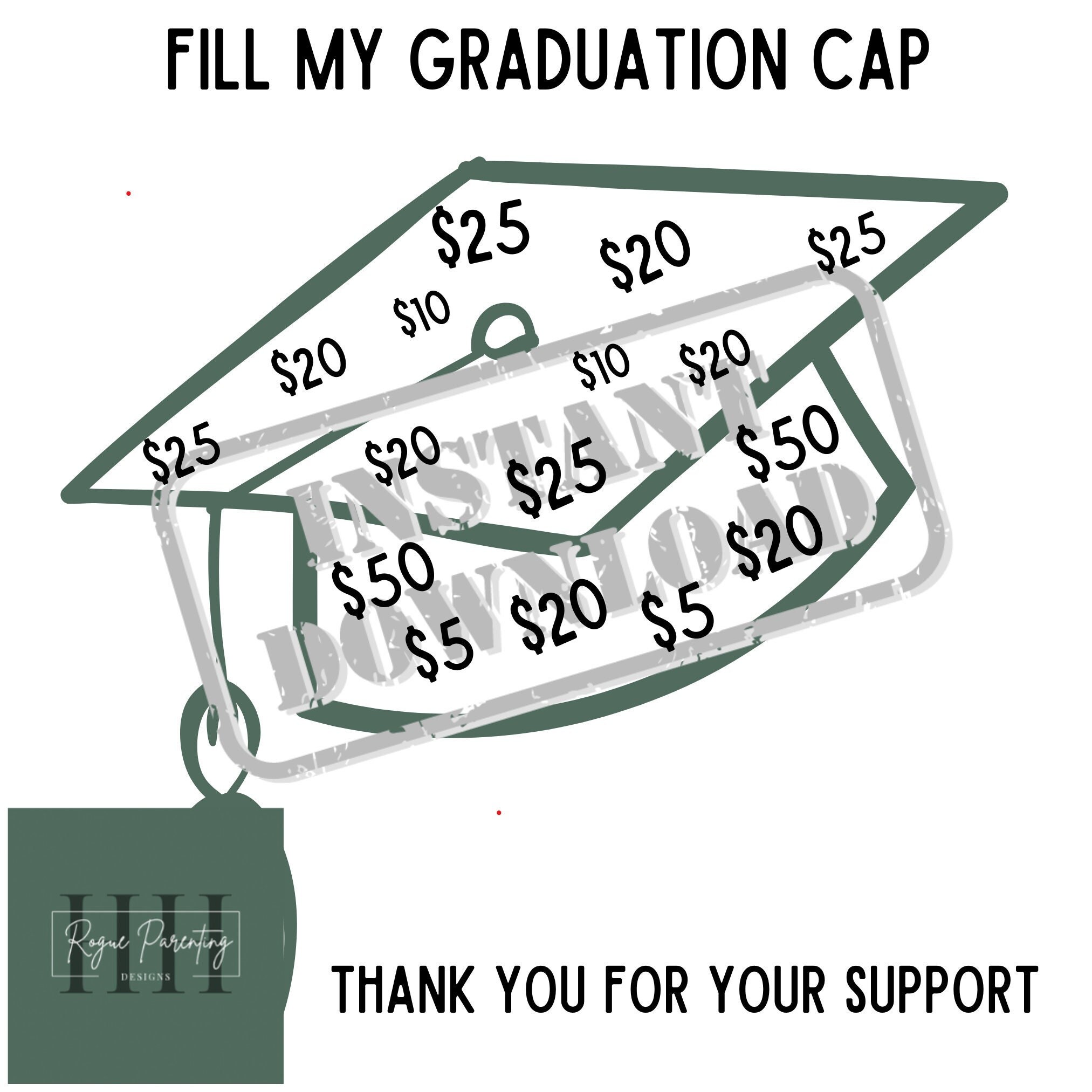 Graduation Cap Fundraiser: Fill-it-in Chart (instant Download) - Etsy