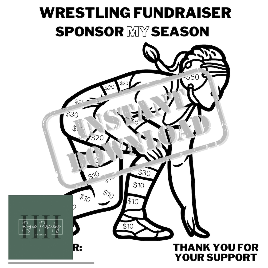 Wrestling Fundraiser: Sponsor My Season - Color in Tracker (instant ...
