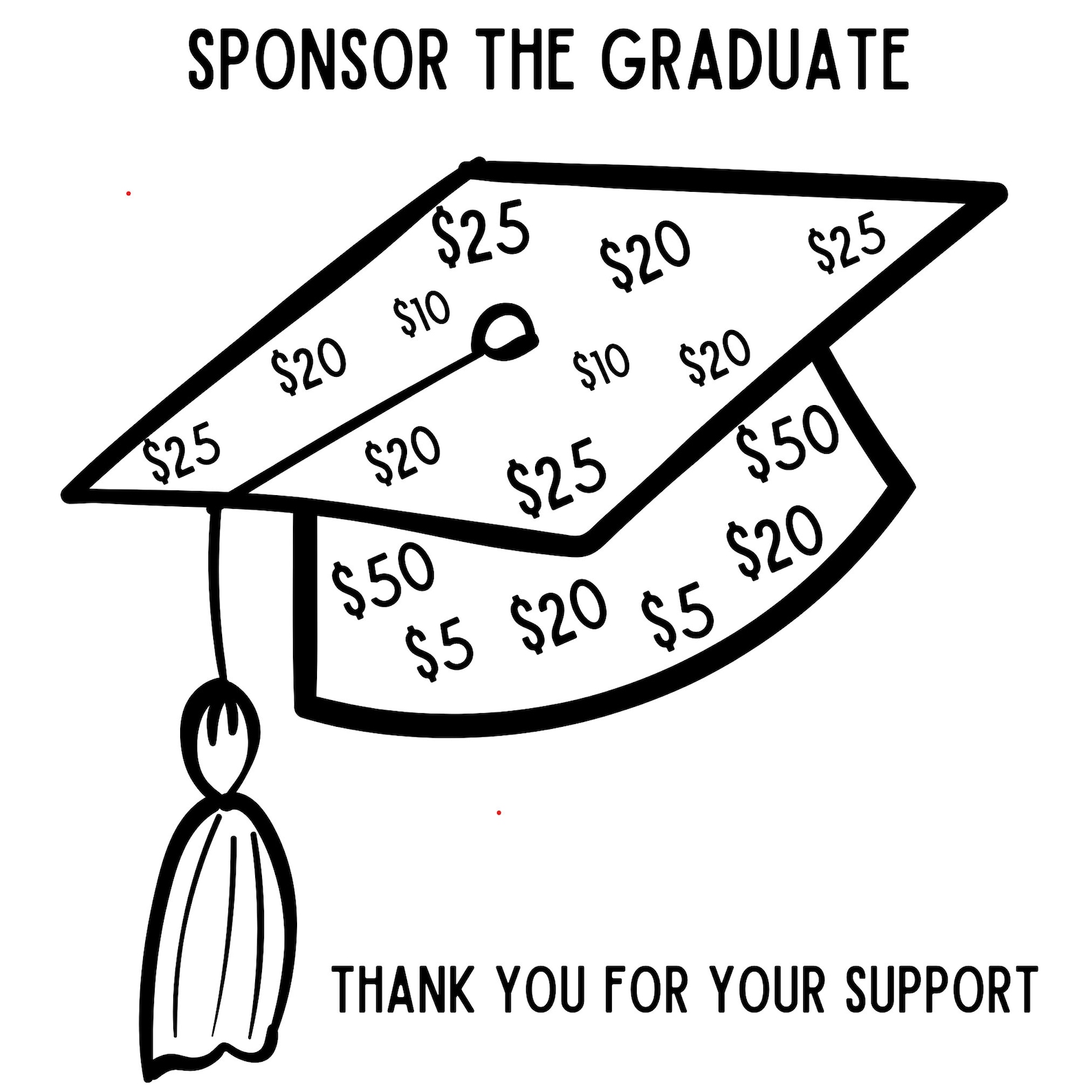 Sponsor the Graduate Fundraiser: Graduation Cap Chart (instant Download ...