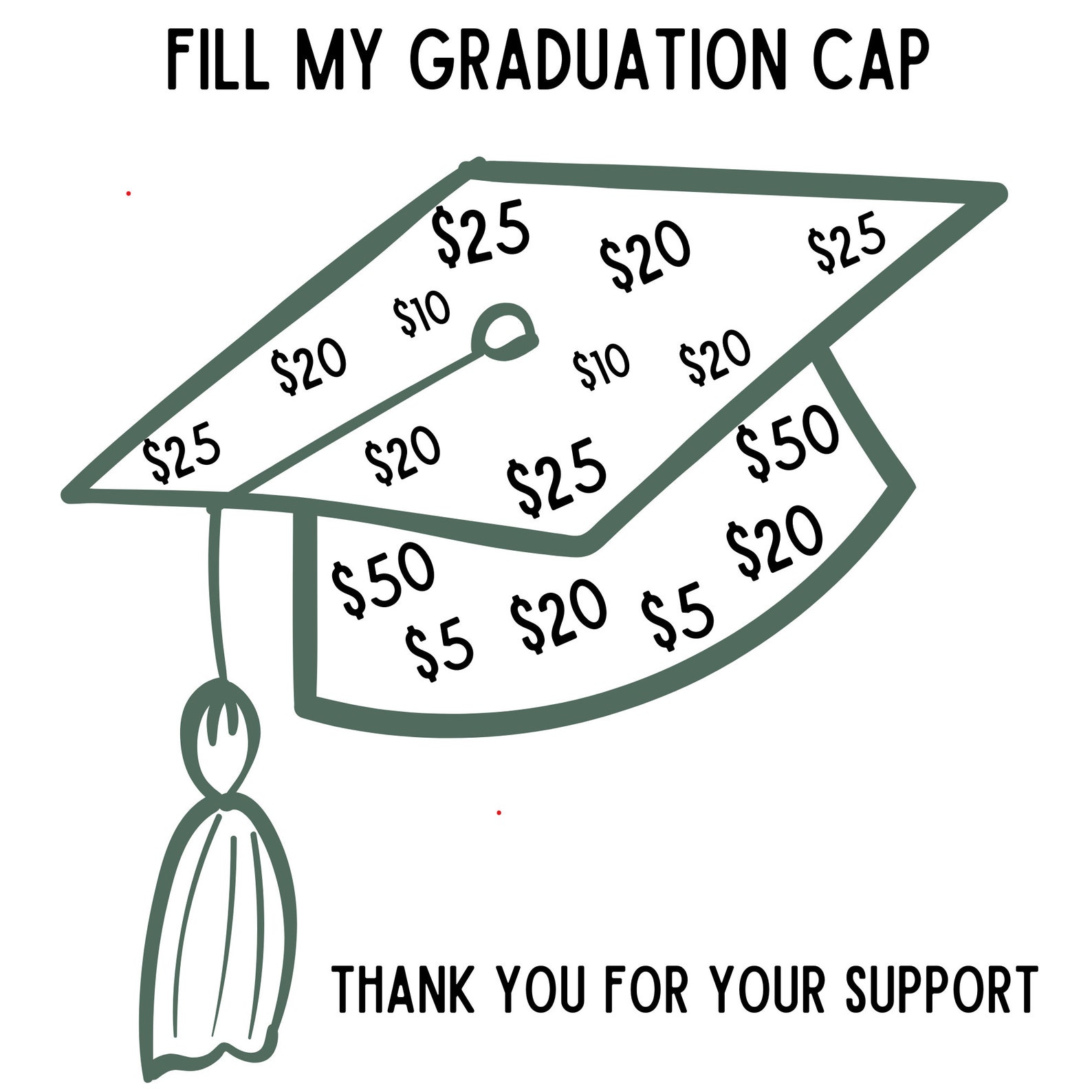 Graduation Cap Fundraiser: Fill-it-in Chart (instant Download) - Etsy