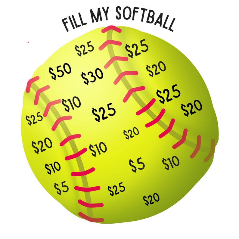Softball Fundraiser, Fill My Softball, INSTANT DOWNLOAD, Fundraiser ...