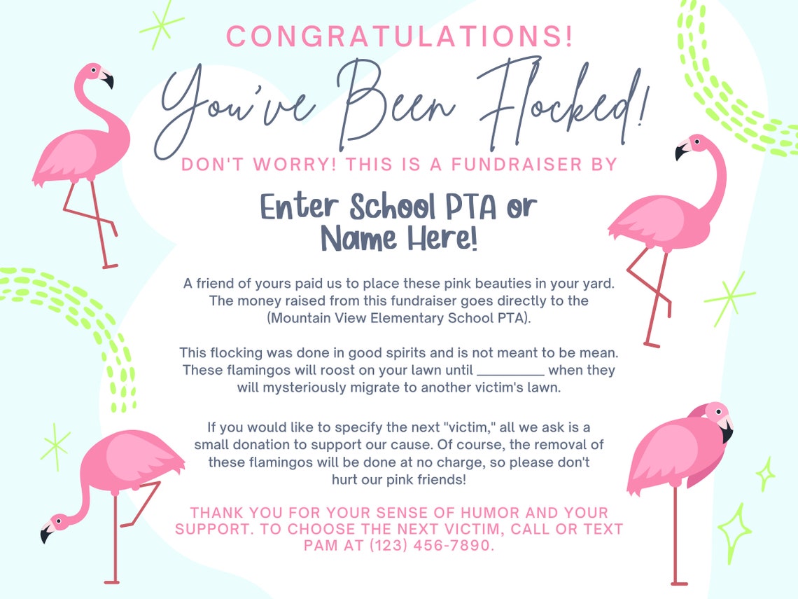 Flamingo Flocking Fundraiser Kit: Editable Flyer Templates (digital ...