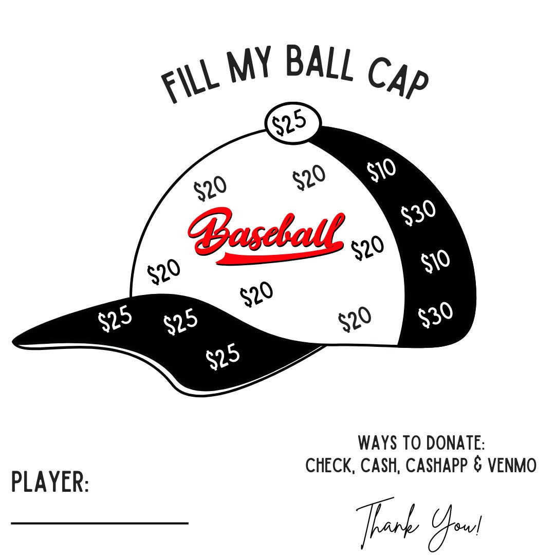 Baseball Fundraiser: Fill My Ball Cap, Team Donations (instant Download ...