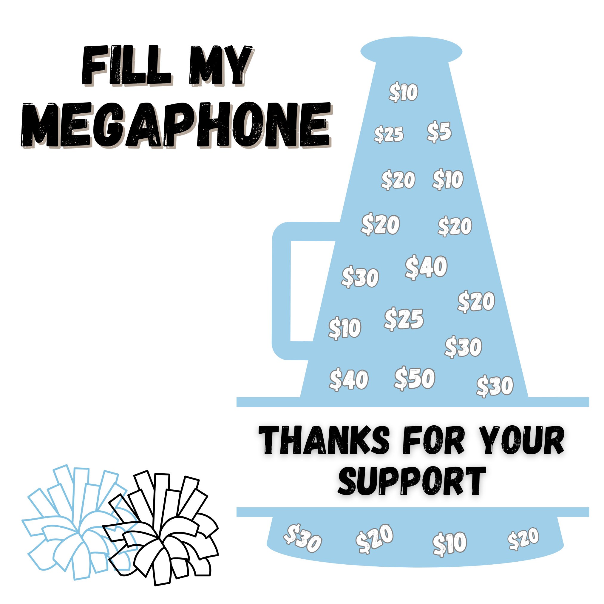 Cheer Fundraiser | Fill My Megaphone | INSTANT DOWNLOAD | Fundraiser ...