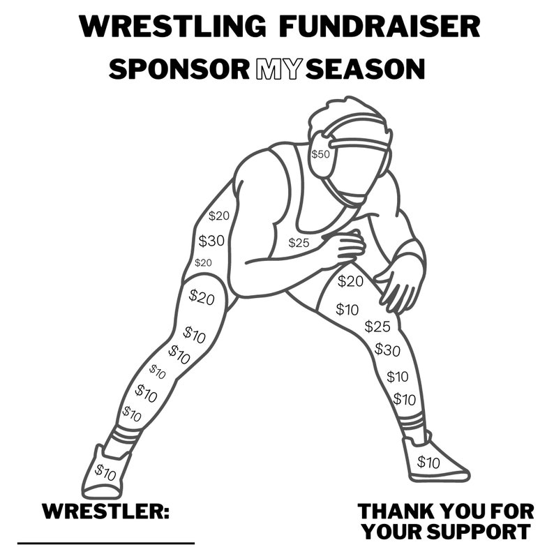 Wrestling Fundraiser: Sponsor My Season - Color in Tracker (instant ...