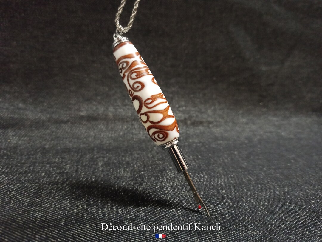 Kaneli Handmade Pendant Seam Ripper in Cinnamon and White - Etsy