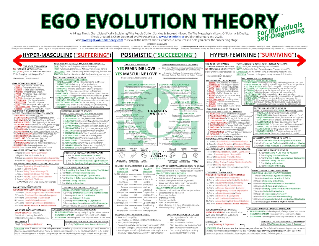 Ego Evolution Theory Chart for Individuals Self-diagnosing. A 9 X 12 ...