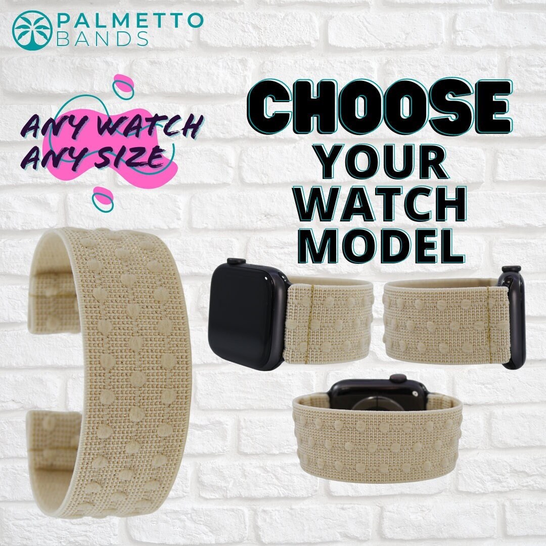 Elastic Watch Band - Any Watch Model, Any Size | Beige Glitter Textured ...