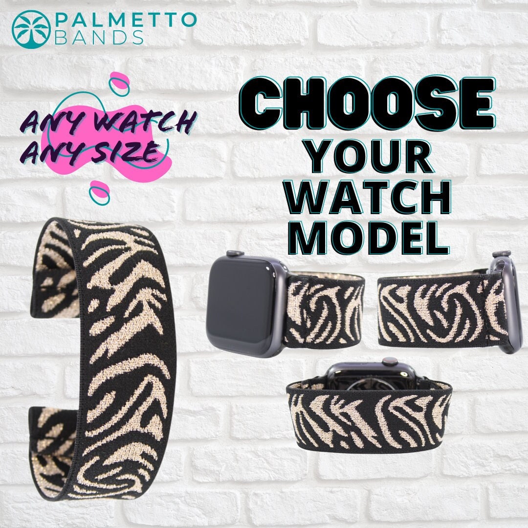 Elastic Watch Band - Any Watch Model, Any Size | Gold Glitter Zebra ...