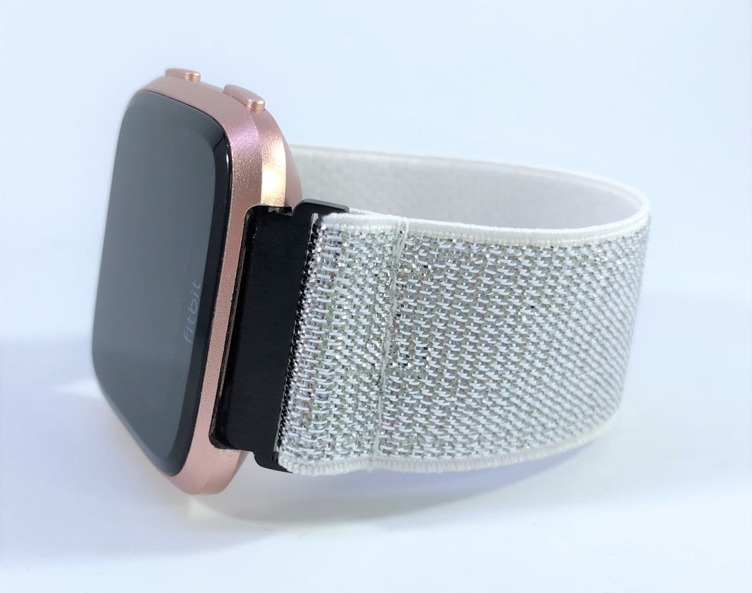 Elastic Fitbit Versa Watch Band Versa 1 / 2 / Lite White Metallic ...