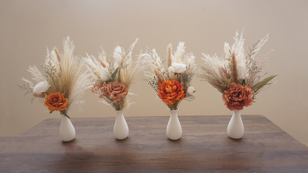 Terracotta Dry Flower Arrangement - Autumn Wedding Centerpiece ...
