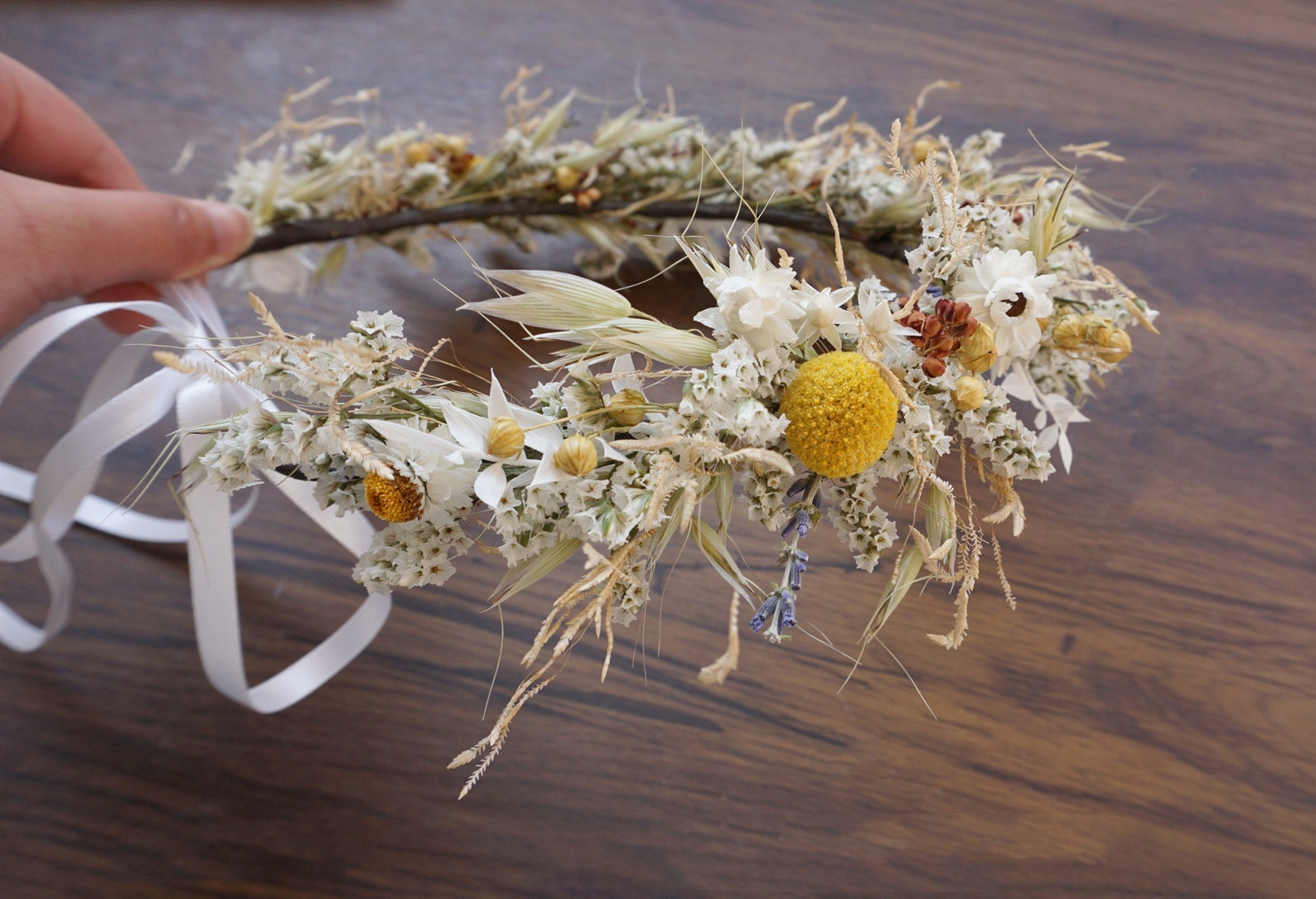Dry Oat Bridal Corolla/gypsy Wreath/fall Dried Flower Crown/billy Balls ...