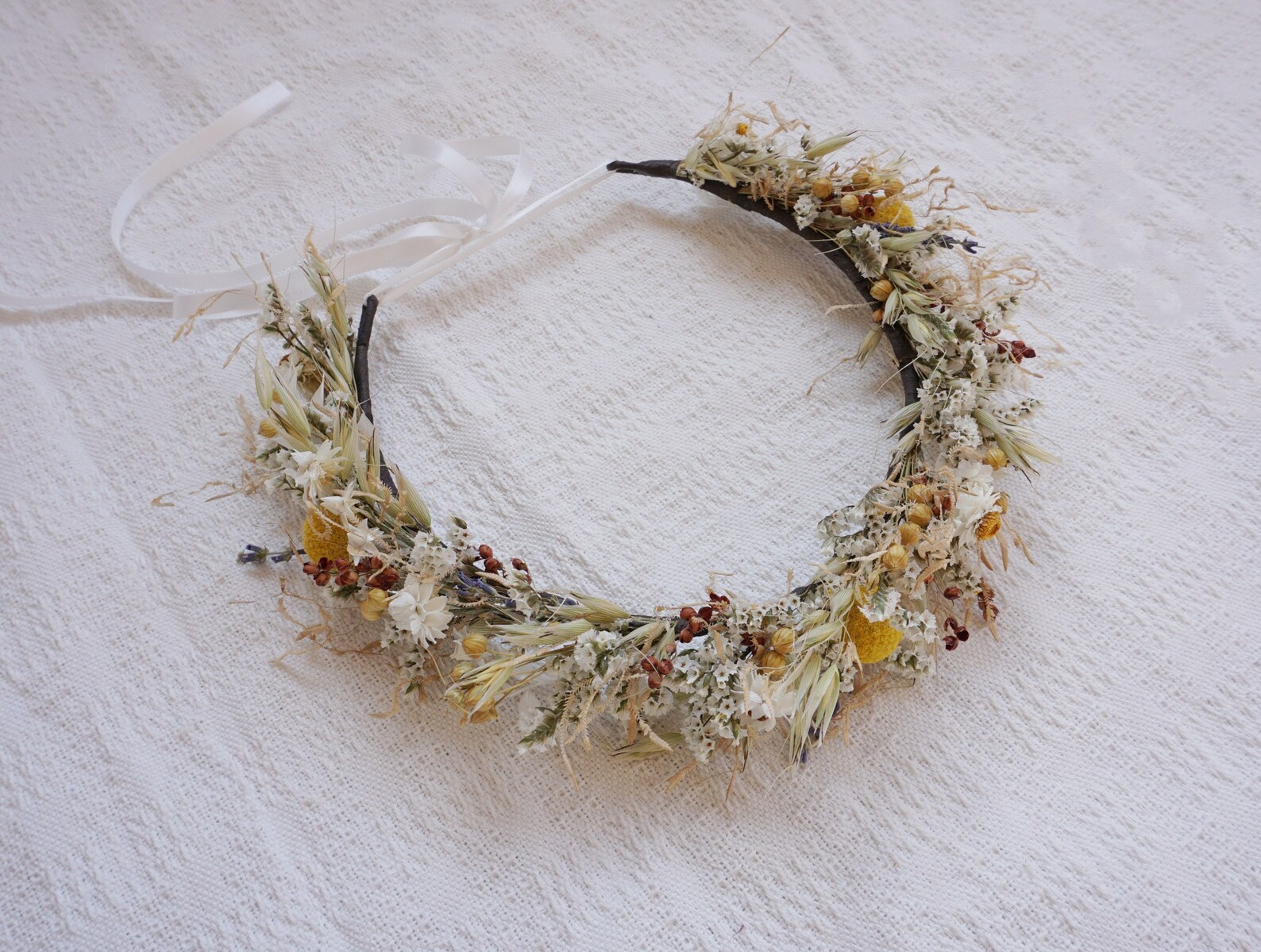 Dry Oat Bridal Corolla/gypsy Wreath/fall Dried Flower Crown/billy Balls ...