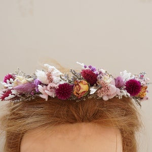 Dried Thistle Wedding Bride Crown, Purple+rose Red+pink Mixed ...