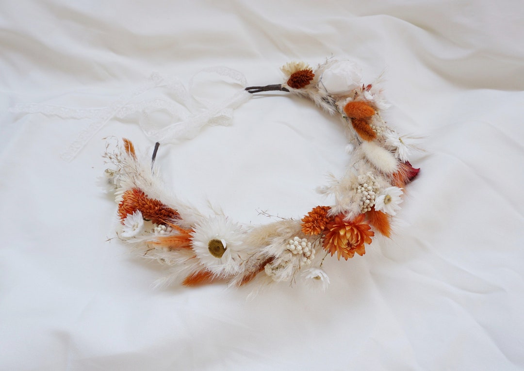 Wild Flower Roasted Orange Corolla/bohemian Bride Crown/wedding ...
