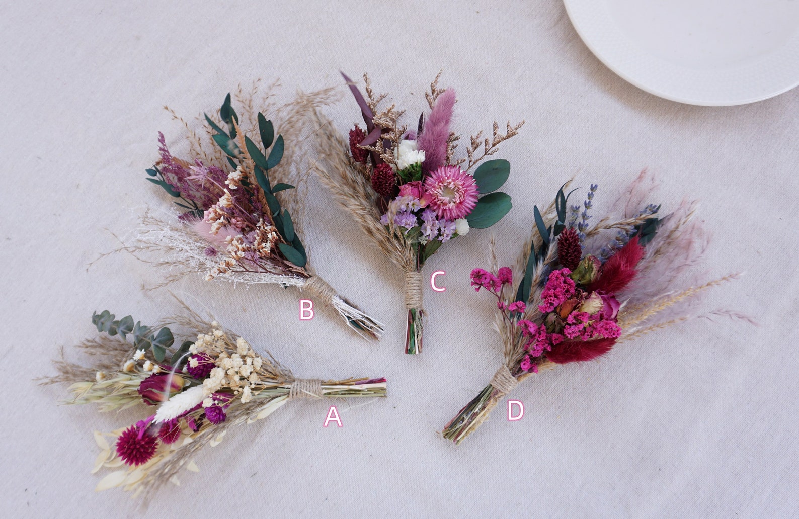 Dream Purple Mini Dry Flower Bundle, Eucalyptus Leaf Wedding Mini ...