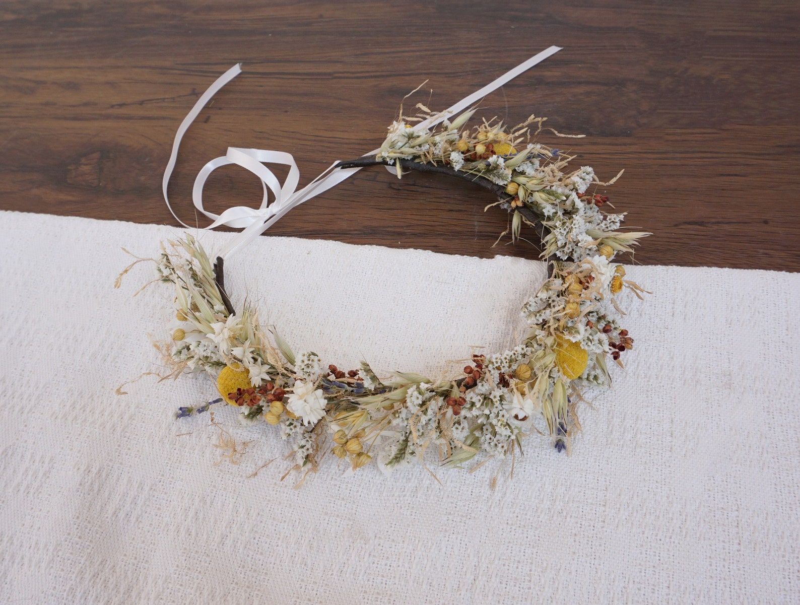 Dry Oat Bridal Corolla/gypsy Wreath/fall Dried Flower Crown/billy Balls ...