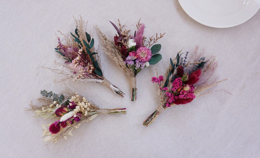 Dream Purple Mini Dry Flower Bundle, Eucalyptus Leaf Wedding Mini ...