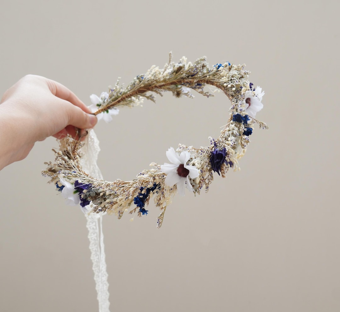 Artificial Flower Crown, Bohemian Wedding Bride Crown, Mixed Dried ...