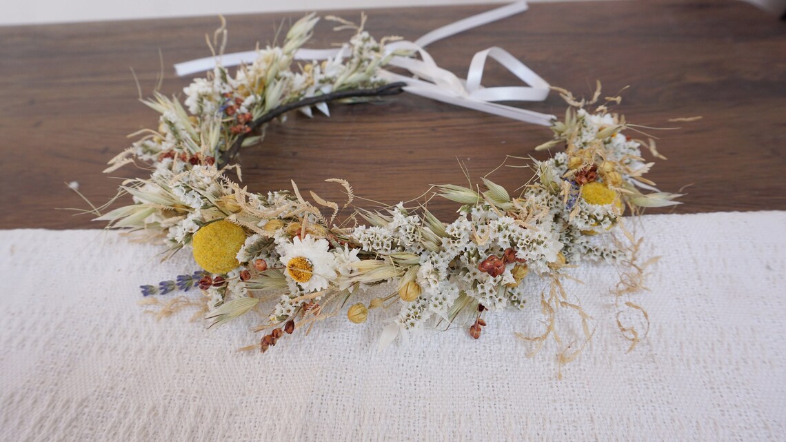 Dry Oat Bridal Corolla/gypsy Wreath/fall Dried Flower Crown/billy Balls ...