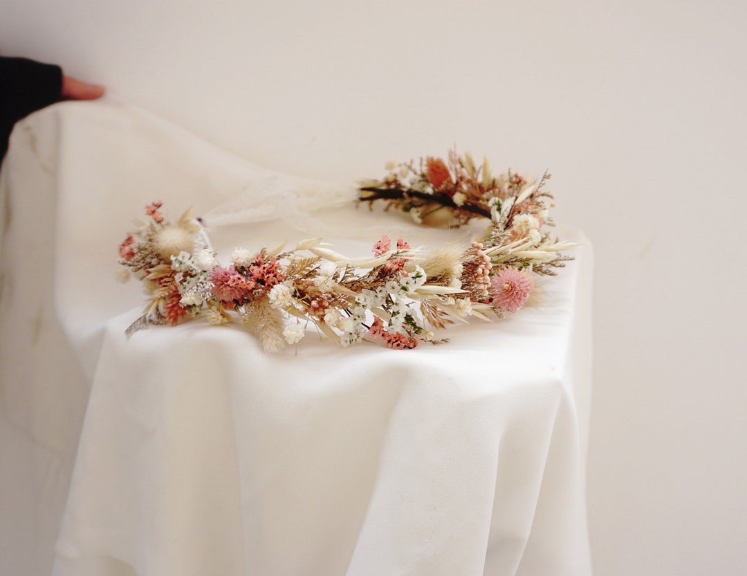 Dry Baby Breath Bridal Crown/gypsy Wreath/fall Dried Flower Crown ...
