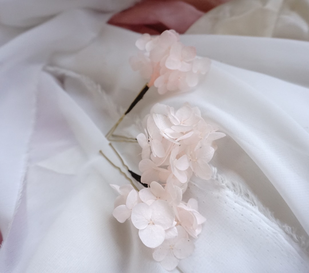 Linght Pink Hydrangea Petal Hair Clip, Bridal Hair Clip, Bohemian ...
