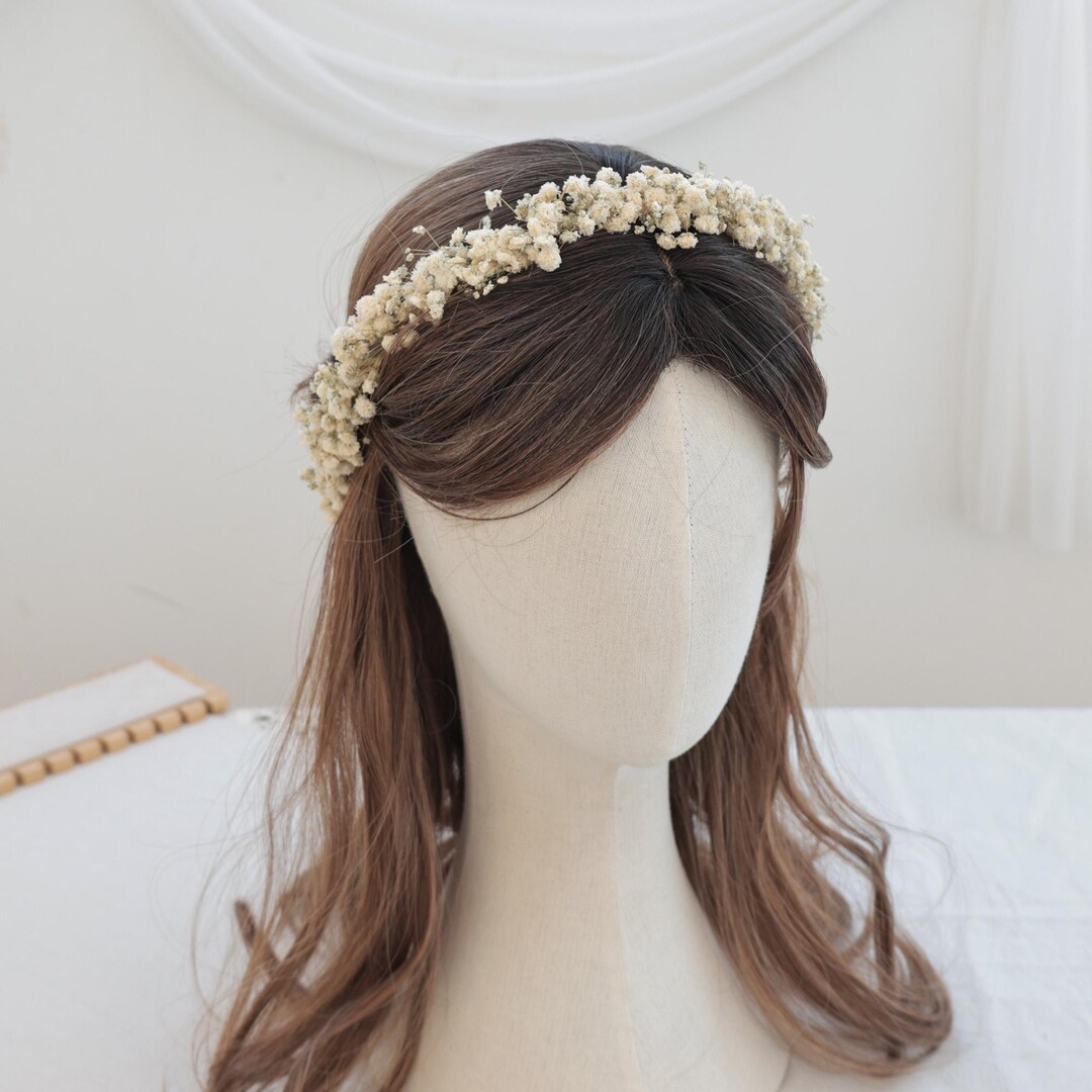 Baby's Breath Flower Crown Gypsophila Floral Crown Beige Baby Girl ...