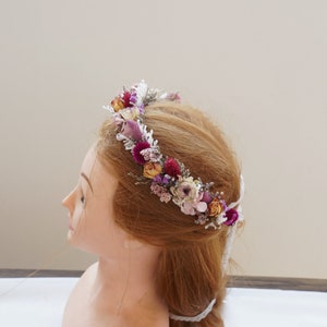 Dried Thistle Wedding Bride Crown, Purple+rose Red+pink Mixed ...