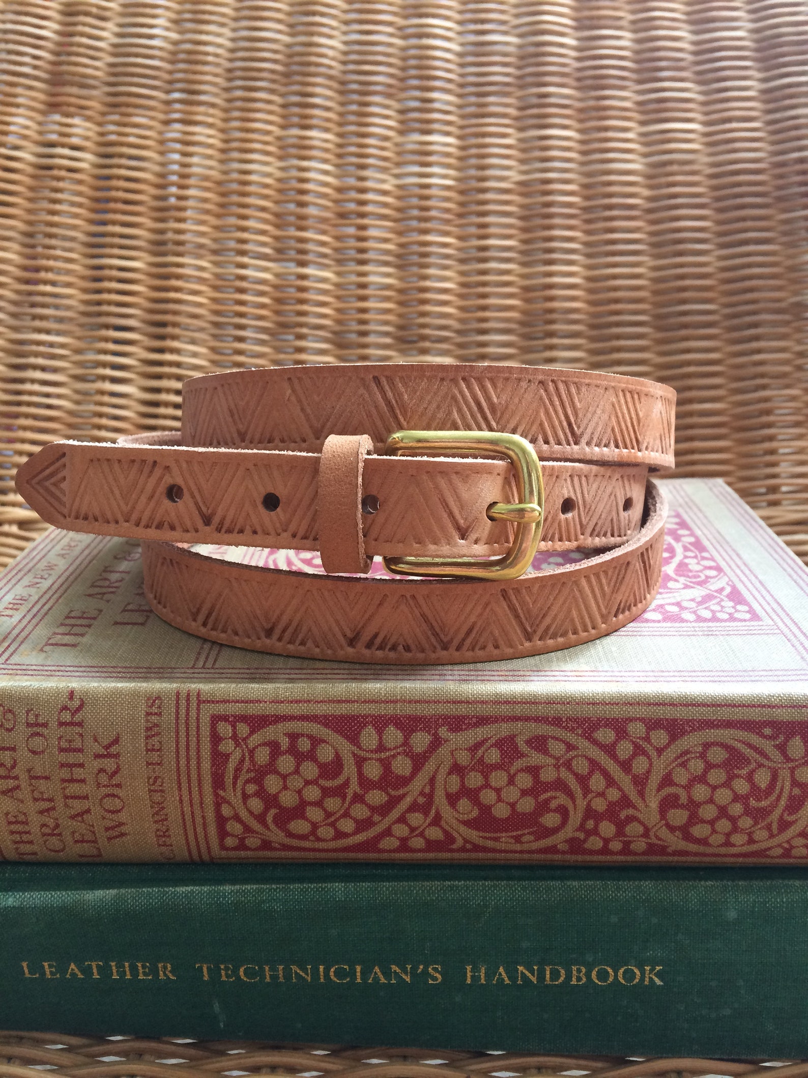 Hand Tooled Skinny Leather Belt, 3/4” (19mm) Wide - Etsy