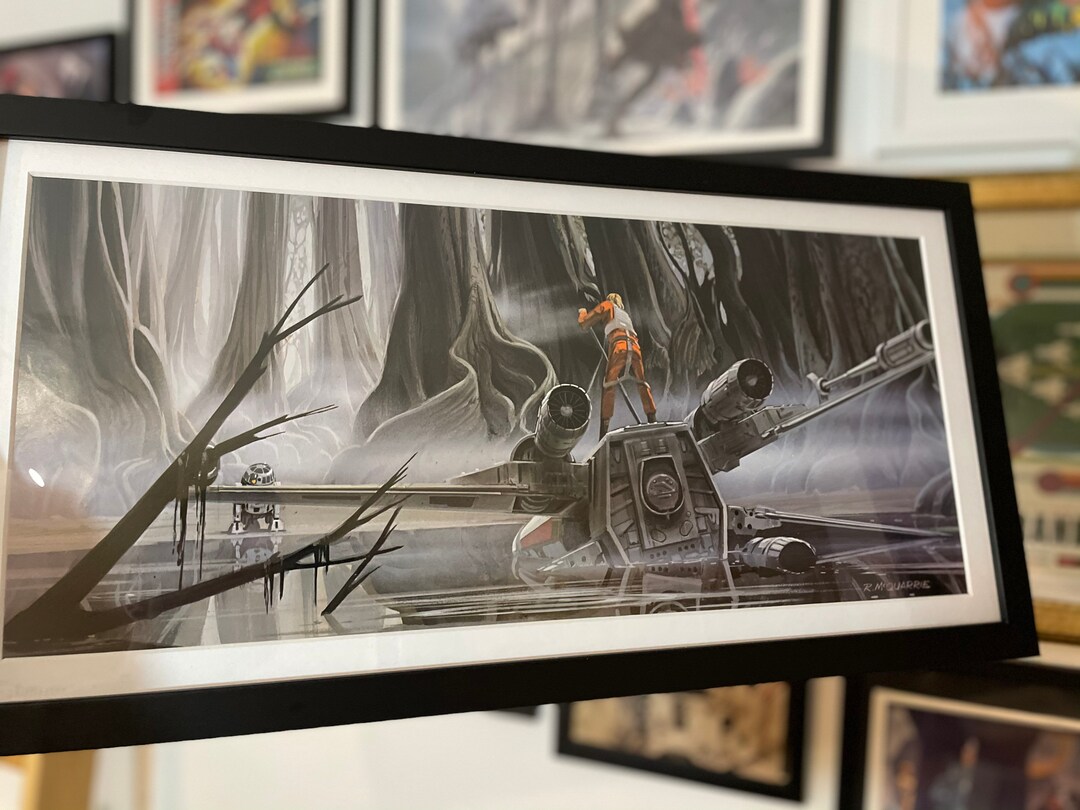 Vintage 1980 Framed Star Wars Empire Strikes Back Print. Luke Skywalker ...
