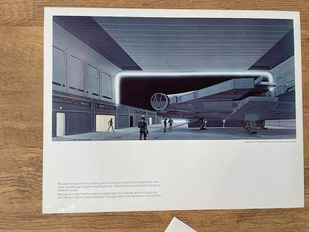Star Wars Ralph Mcquarrie 1977 Art Portfolio Falcon Death Star Hanger ...
