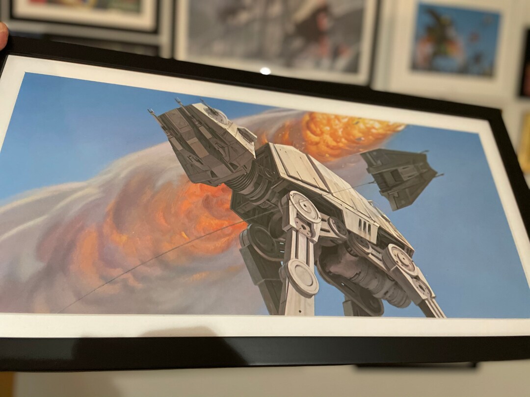 Framed Star Wars Empire Strikes Back ATAT Vs Fighter Hoth. - Etsy