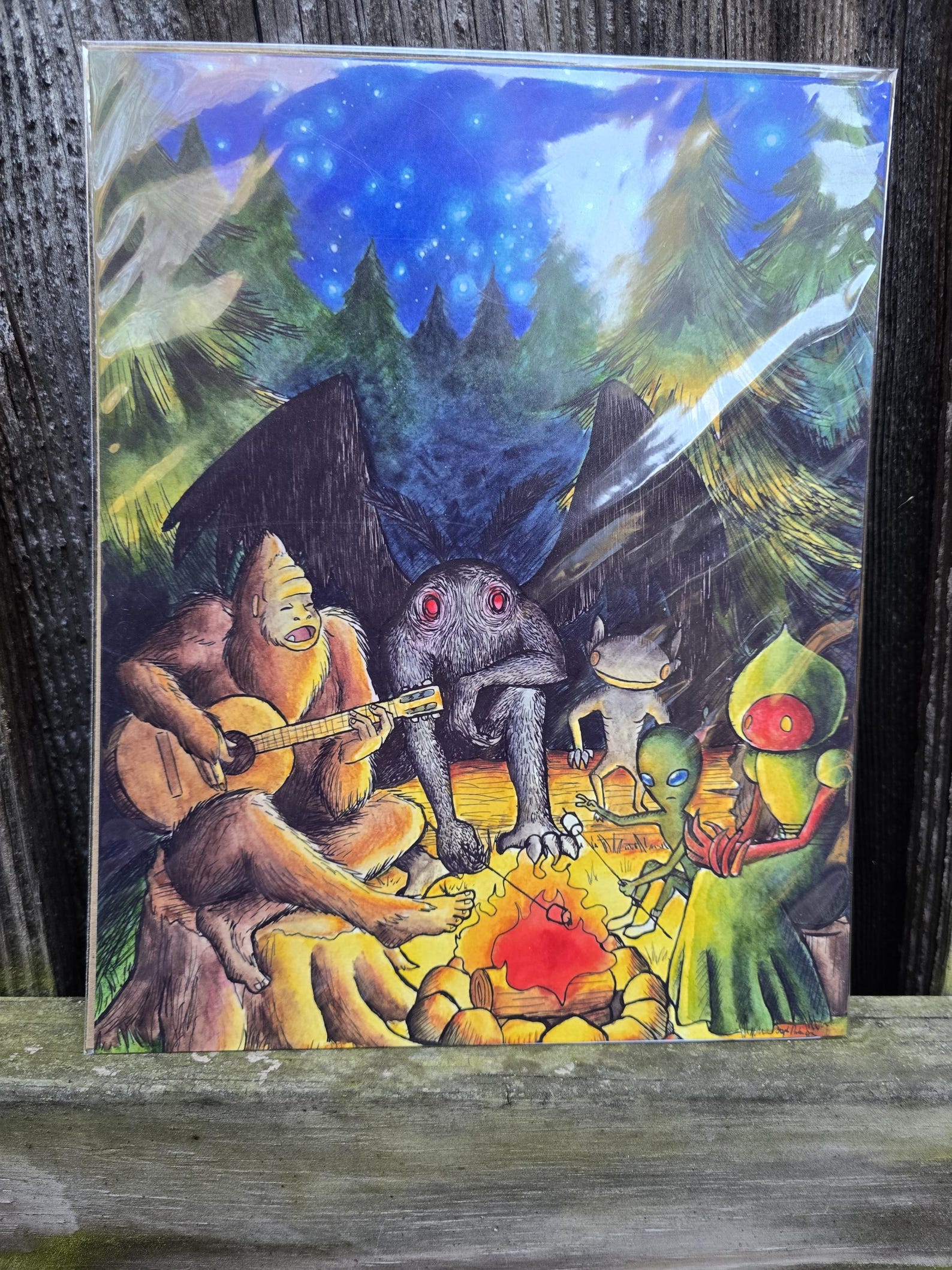 Campfire Cryptids Art Print 8.5x11 In - Etsy