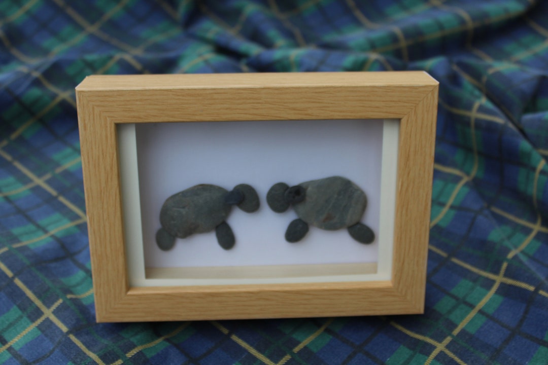 Handmade Pebble Art Frame Sheep Picture - Etsy