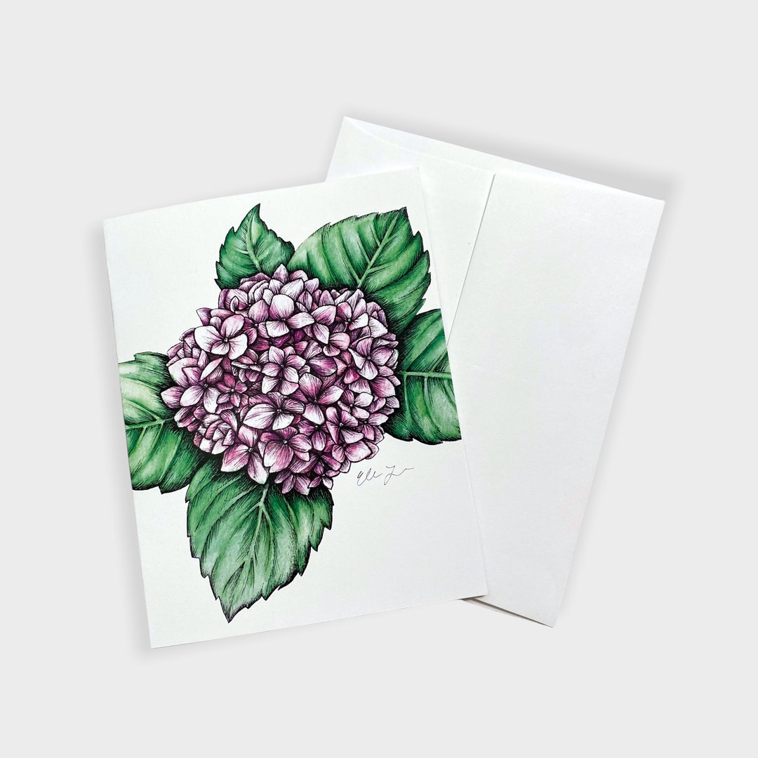 Hydrangea rose A2 Carte de notes individuelle, carte de vœux vierge ...